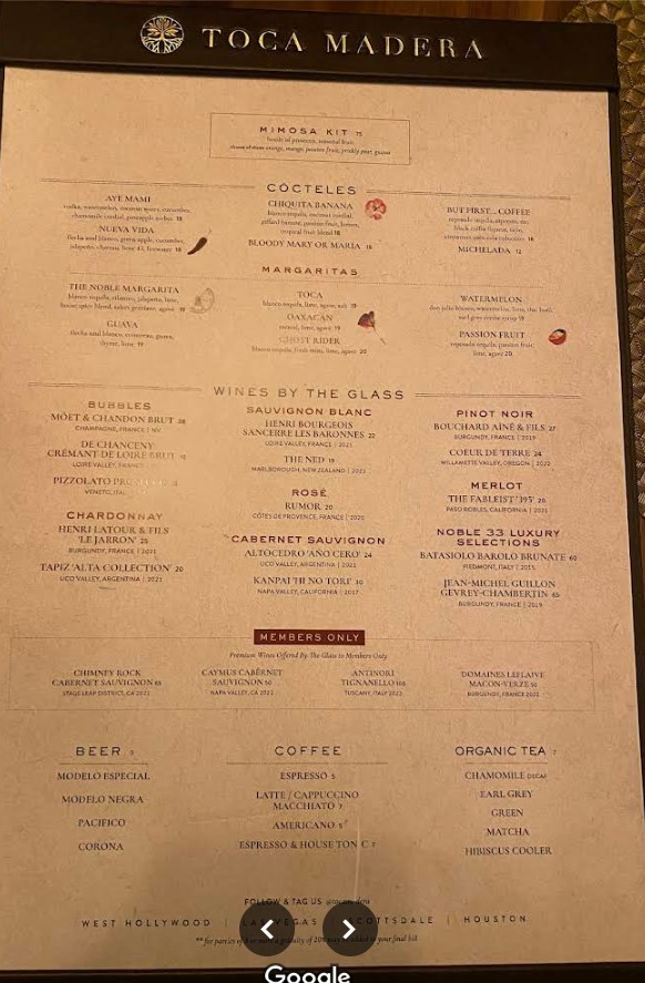 Toca Madera Las Vegas Menu – Fine Dining Mexican Cuisine & Craft Cocktails